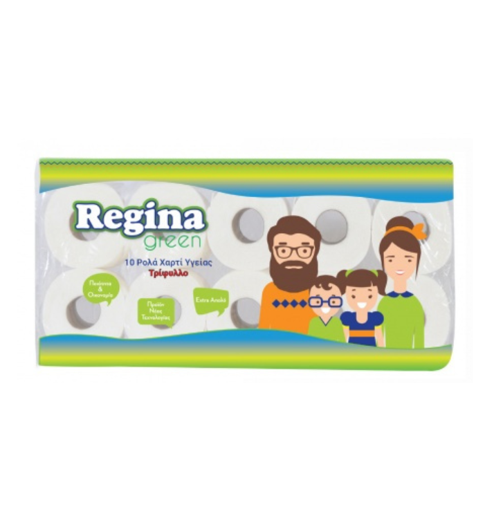 ΧΑΡΤΙ ΥΓΕΙΑΣ REGINA GREEN 10ΤΕΜ 3ΦΥΛΛΟ 85GR | DIMXARTIKA